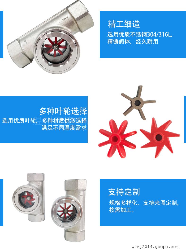 SG-YL碳钢丝扣叶轮水流视镜304不锈钢偏心油流指示器巨捷 - 谷瀑(GOEPE.COM)